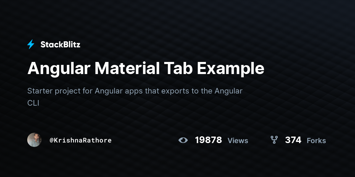 Angular Material Tab Example - StackBlitz