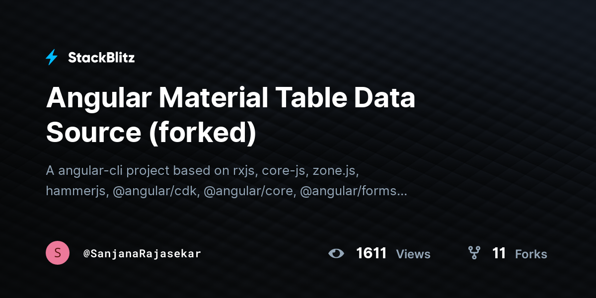 Angular Material Table Data Source (forked) - StackBlitz