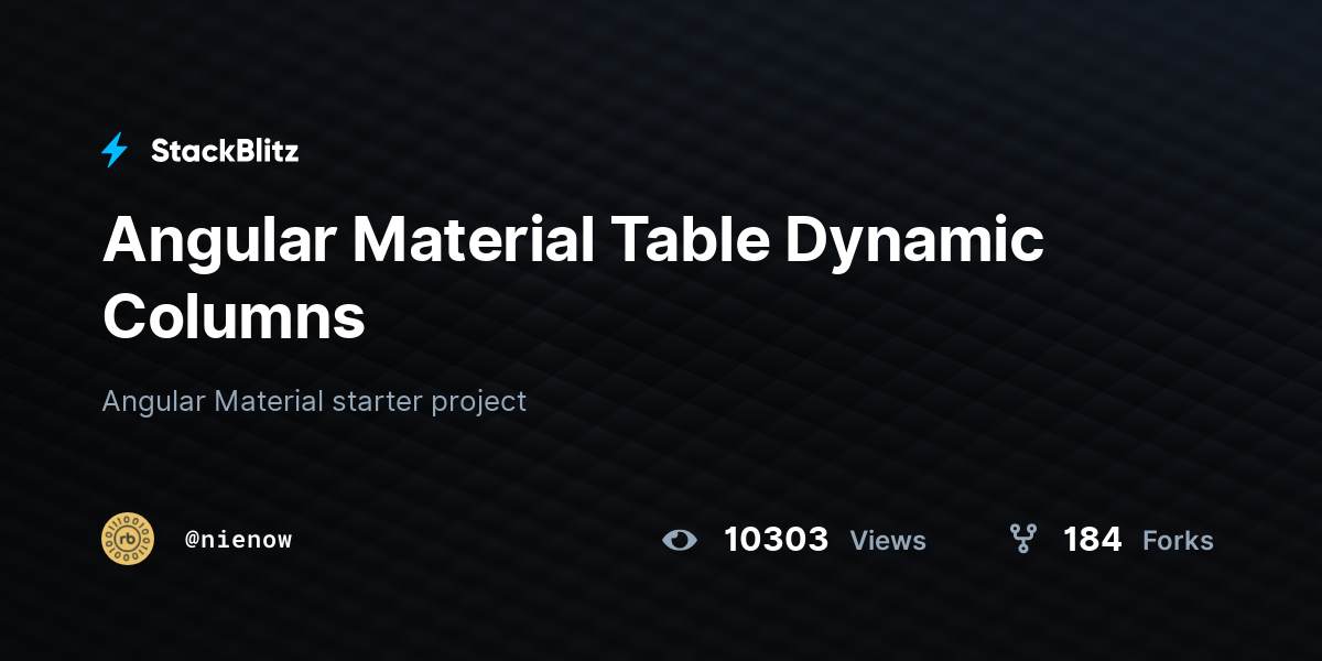 Angular Material Table Dynamic Columns - StackBlitz