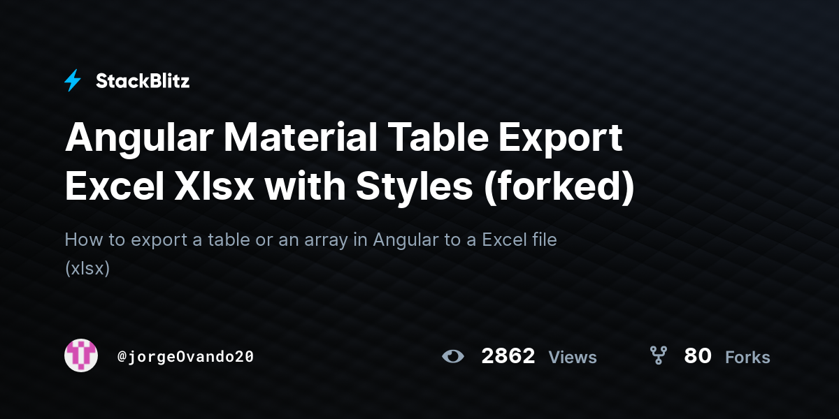 Angular Material Table Export Excel Xlsx with Styles (forked) - StackBlitz