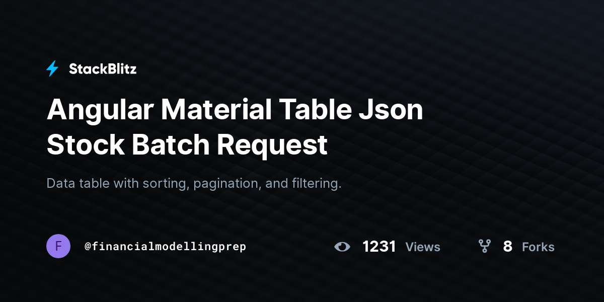 Angular Material Table Json Stock Batch Request - StackBlitz