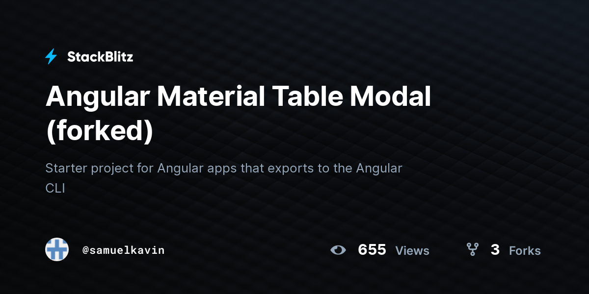 Angular Material Table Modal (forked) - StackBlitz