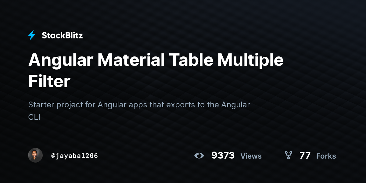 Angular Material Table Multiple Filter - StackBlitz