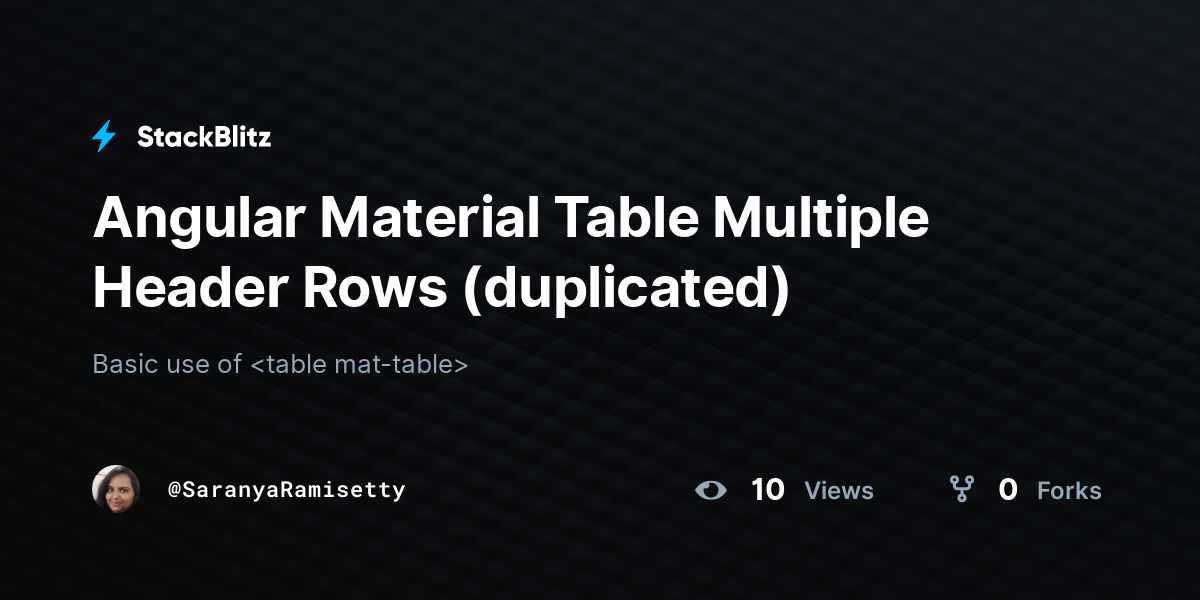 Angular Material Table Multiple Header Rows (duplicated) - StackBlitz