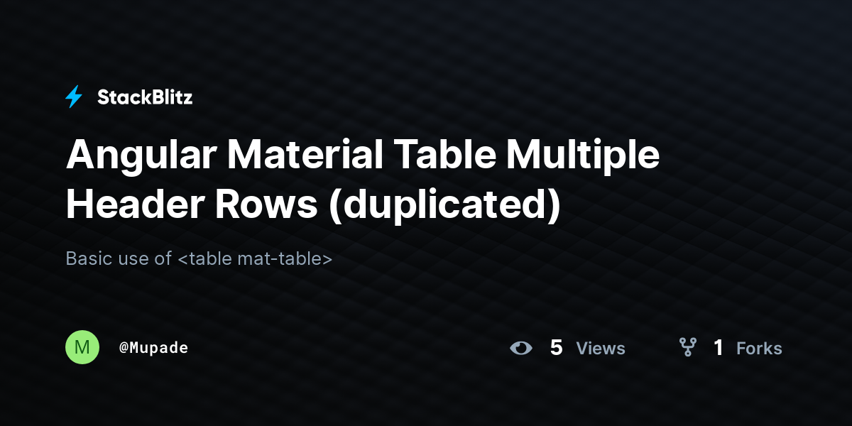 Angular Material Table Multiple Header Rows (duplicated) - StackBlitz