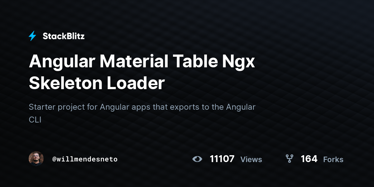 Angular Material Table Ngx Skeleton Loader - StackBlitz