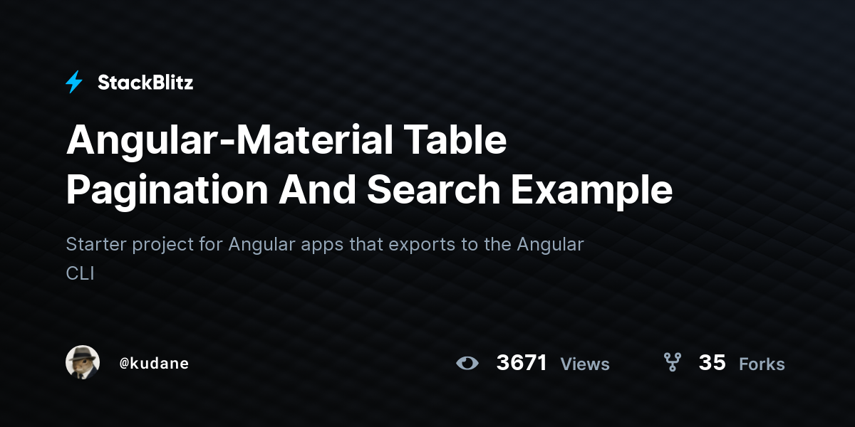 Angular-Material Table Pagination And Search Example - StackBlitz