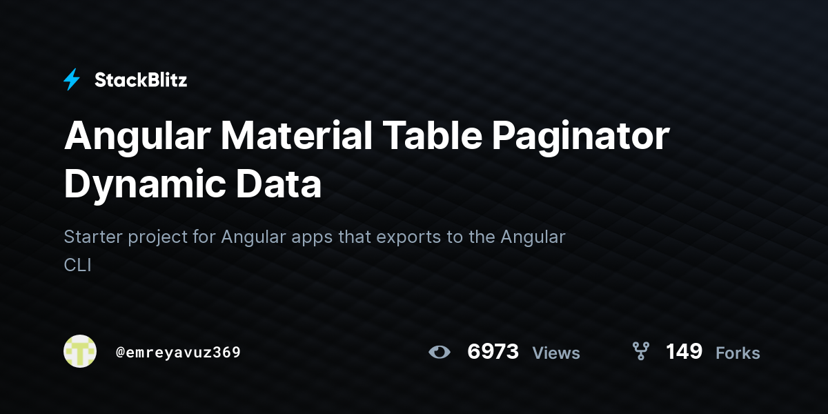 Angular Material Table Paginator Dynamic Data - StackBlitz
