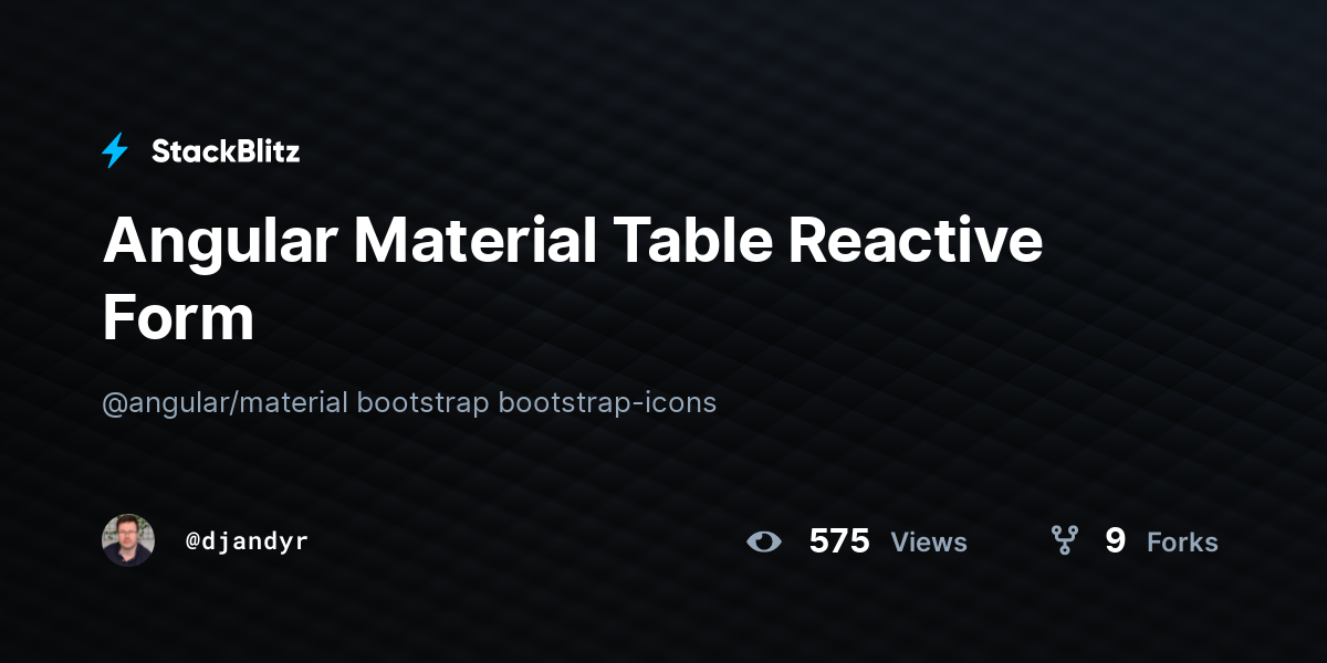 Angular Material Table Reactive Form - StackBlitz