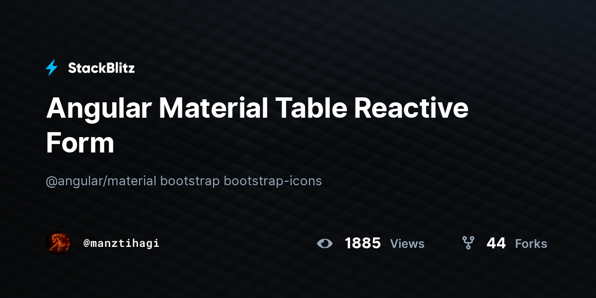 Angular Material Table Reactive Form - StackBlitz
