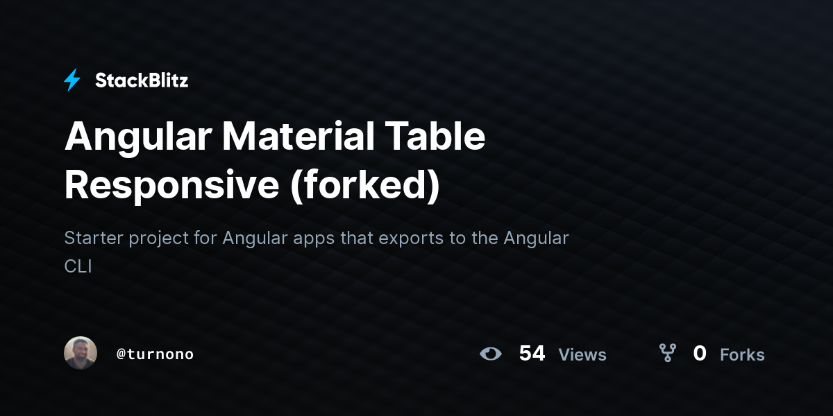 Angular Material Table Responsive (forked) - StackBlitz