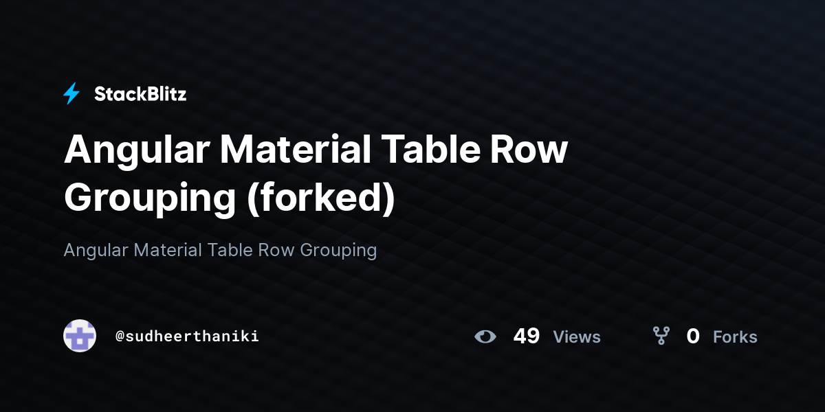 Angular Material Table Row Grouping (forked) - StackBlitz Angular Material Table Row Grouping (forked) - StackBlitz