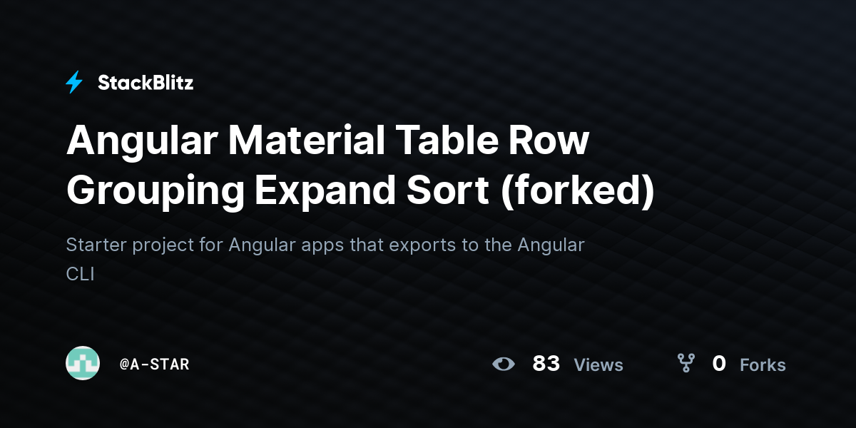 Angular Material Table Row Grouping Expand Sort Forked Stackblitz