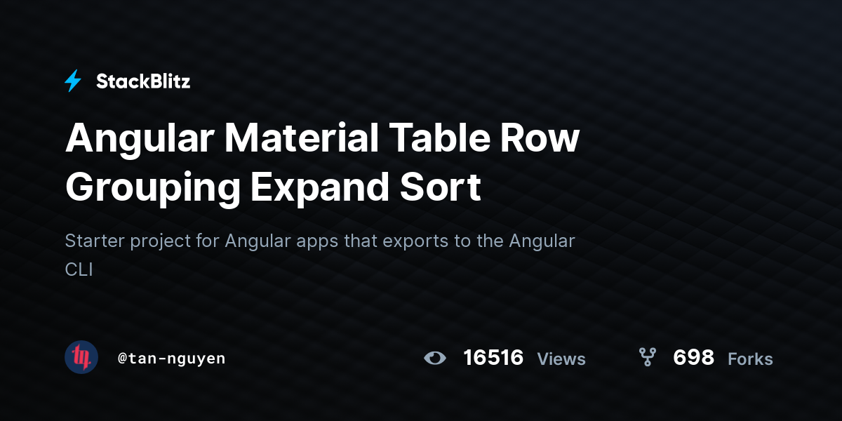 Angular Material Table Row Grouping Expand Sort - StackBlitz Angular Material Table Row Grouping Expand Sort - StackBlitz