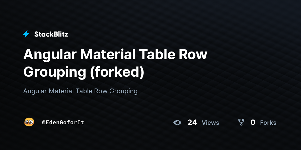 Angular Material Table Row Grouping (forked) - StackBlitz Angular Material Table Row Grouping (forked) - StackBlitz