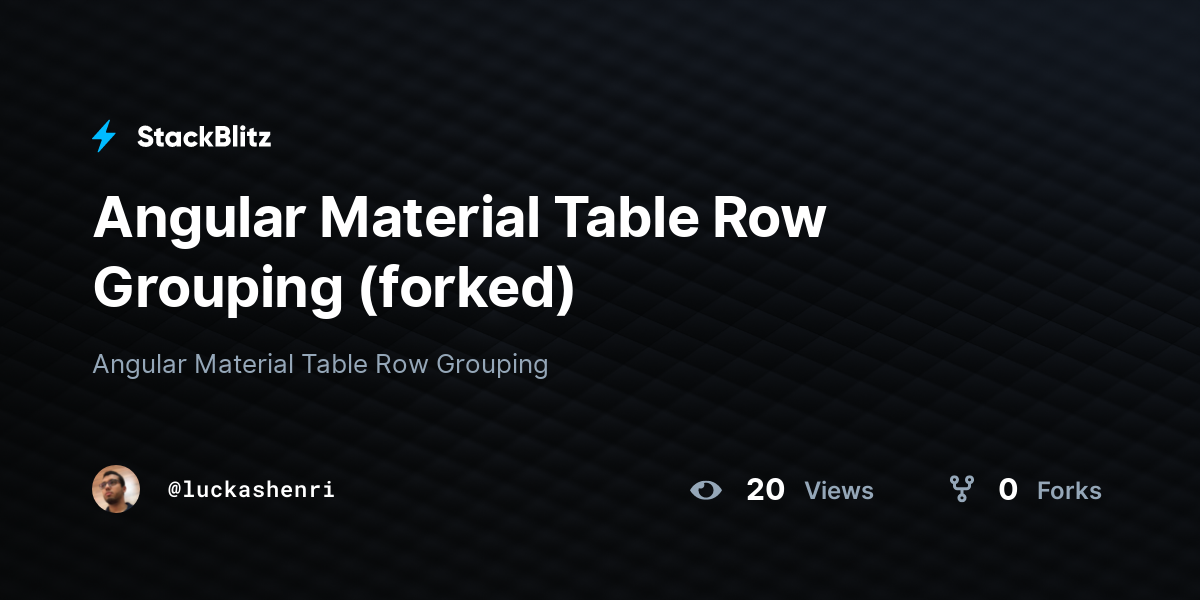 Angular Material Table Row Grouping (forked) - StackBlitz Angular Material Table Row Grouping (forked) - StackBlitz