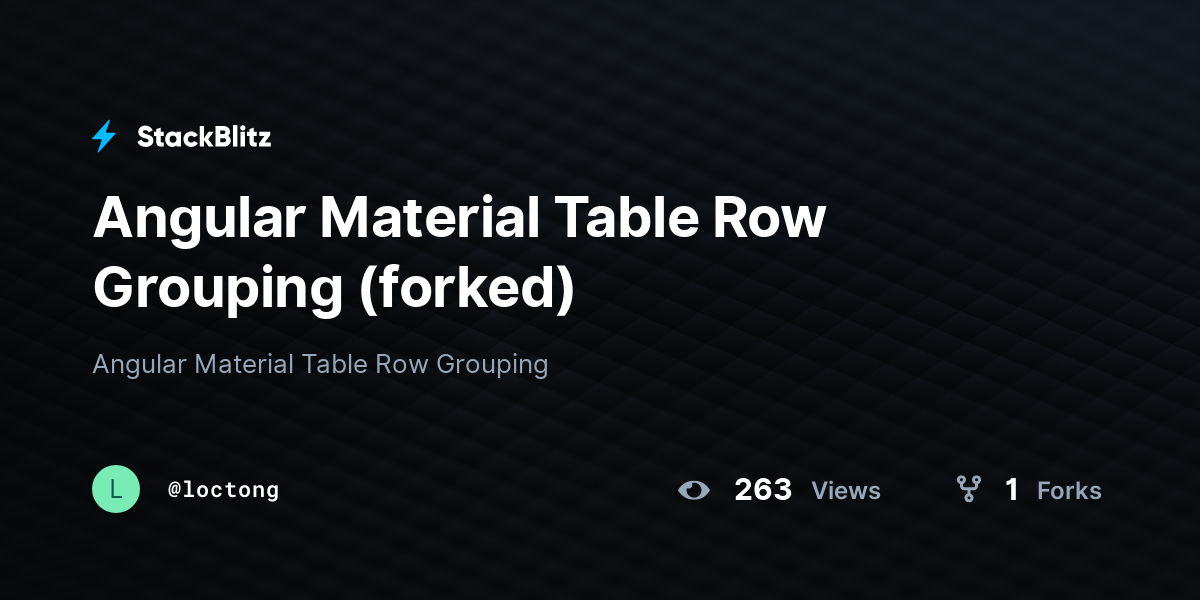 Angular Material Table Row Grouping (forked) - StackBlitz Angular Material Table Row Grouping (forked) - StackBlitz
