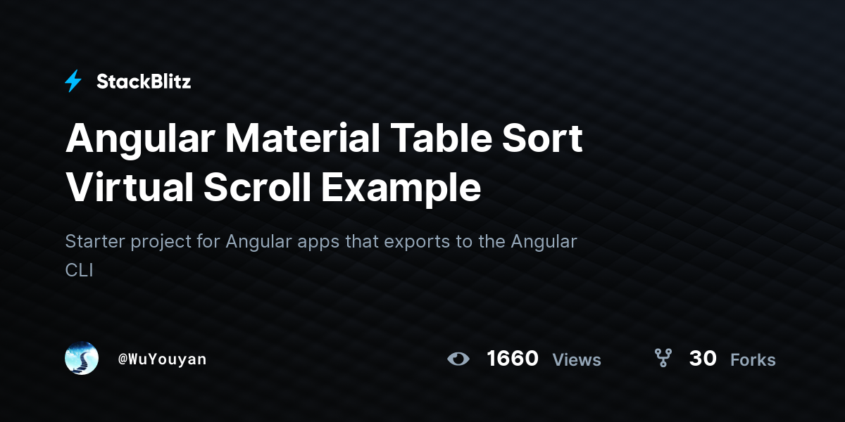 Angular Material Table Sort Virtual Scroll Example Stackblitz