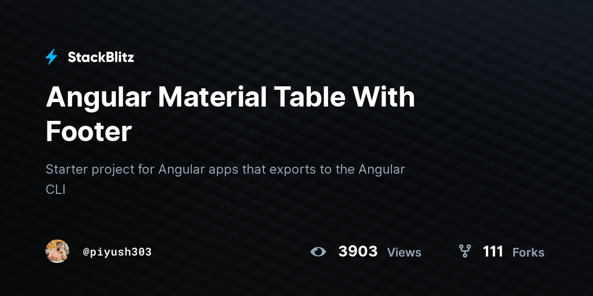 Angular Material Table With Footer - StackBlitz Angular Material Table With Footer - StackBlitz