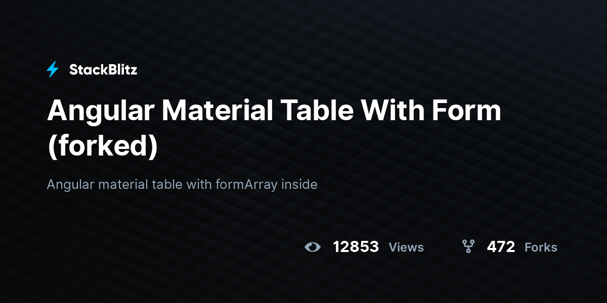Angular Material Table With Form (forked) - StackBlitz