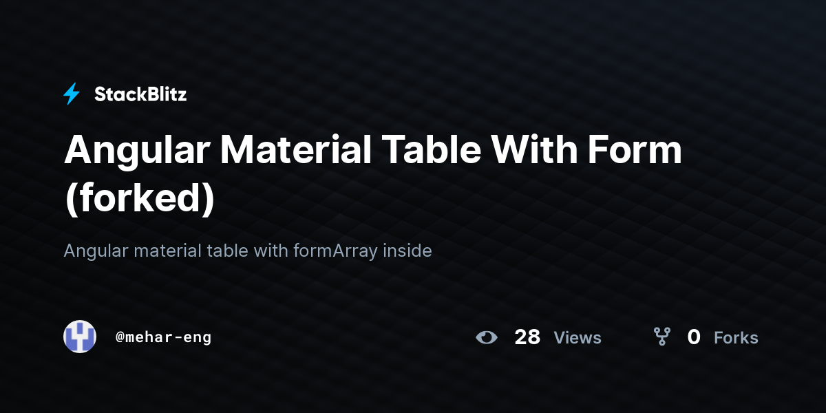 Angular Material Table With Form (forked) - StackBlitz