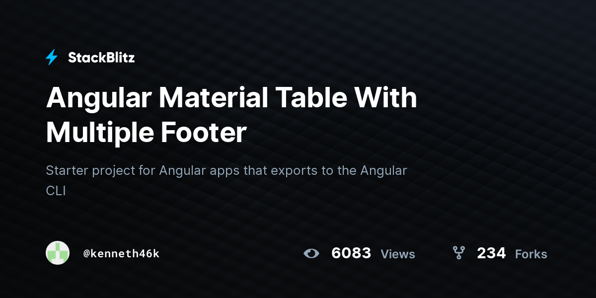 Angular Material Table With Multiple Footer - StackBlitz Angular Material Table With Multiple Footer - StackBlitz