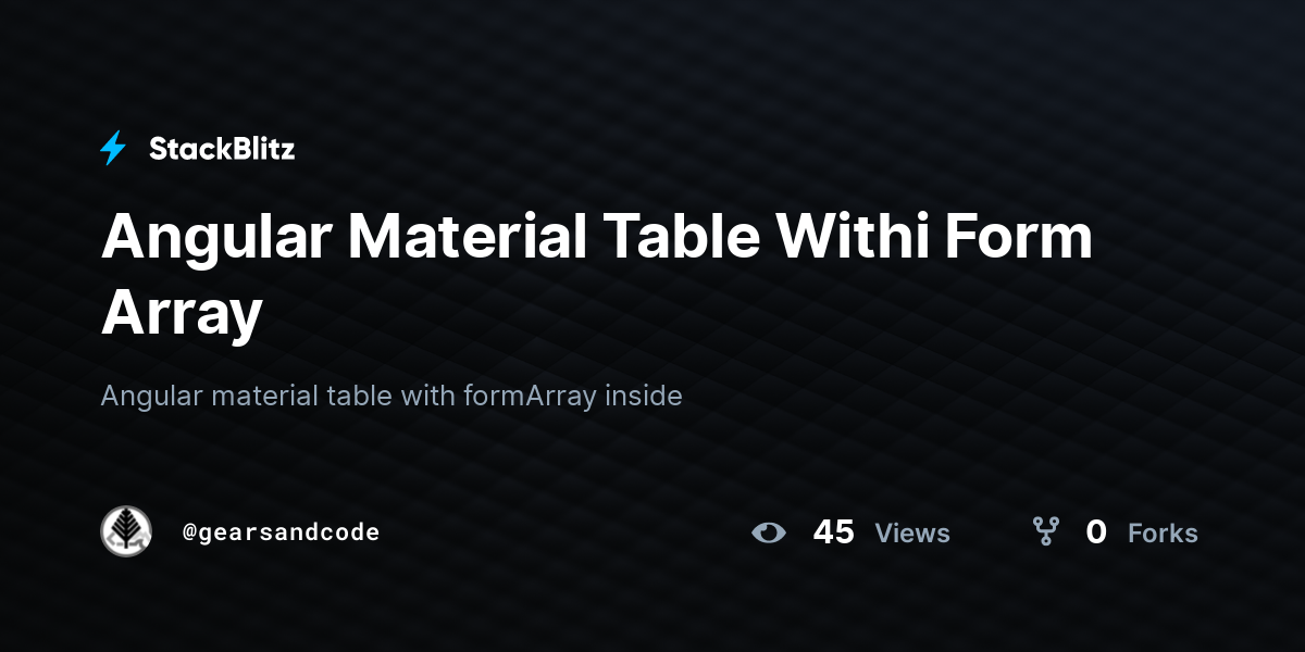Angular Material Table Withi Form Array - StackBlitz
