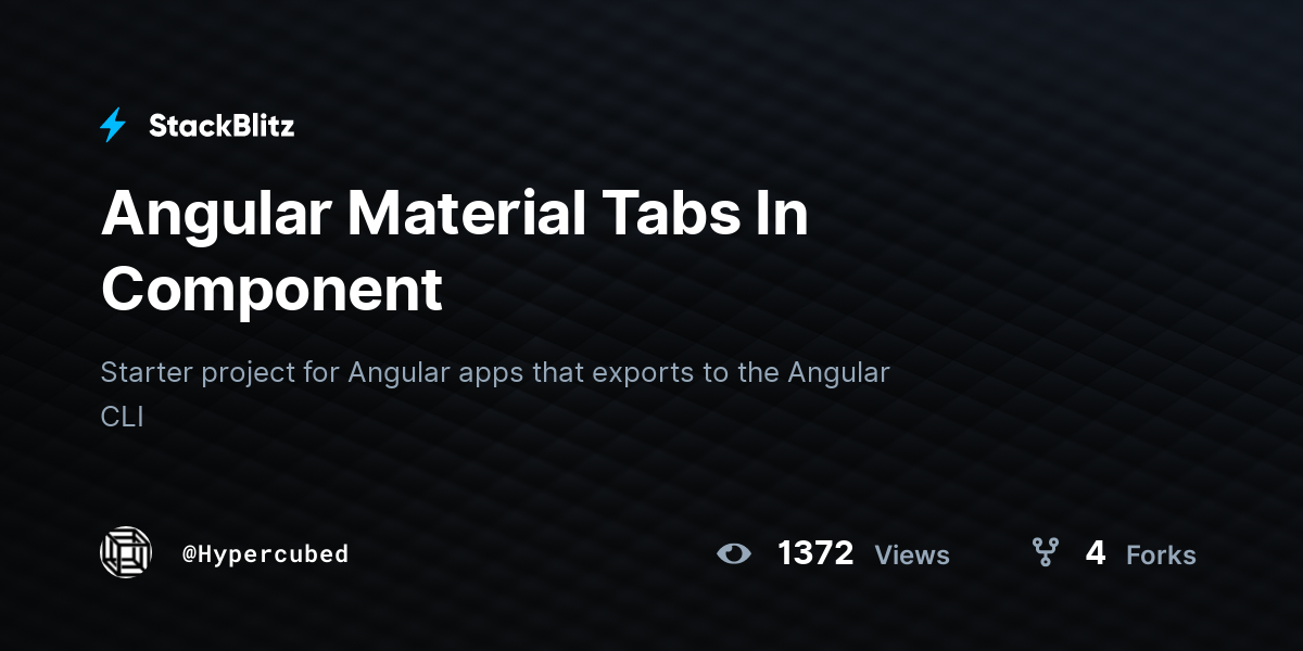Angular Material Tabs In Component - StackBlitz Angular Material Tabs In Component - StackBlitz