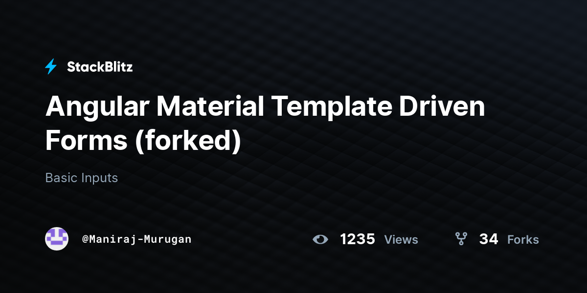 Angular Material Template Driven Forms (forked) - StackBlitz