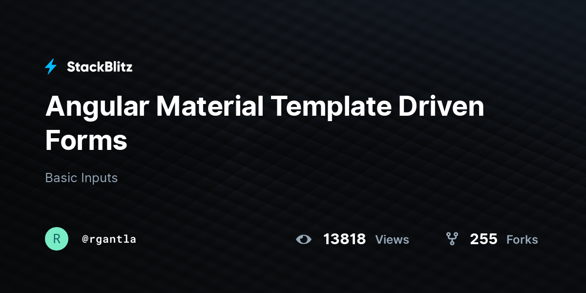 Angular Material Template Driven Forms - StackBlitz