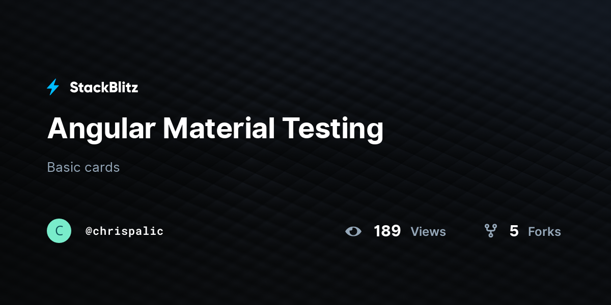 Angular Material Testing - StackBlitz