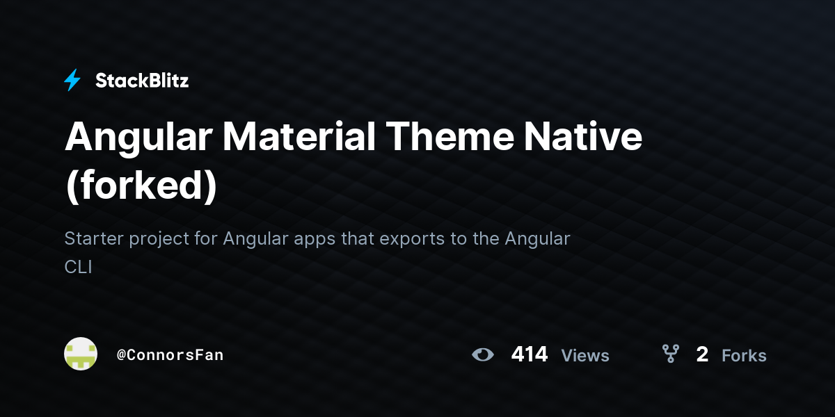 Angular Material Theme Native (forked) - StackBlitz