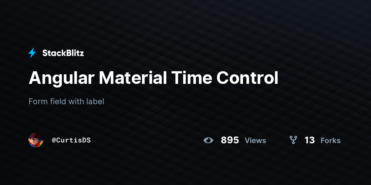 Angular Material Time Control - StackBlitz