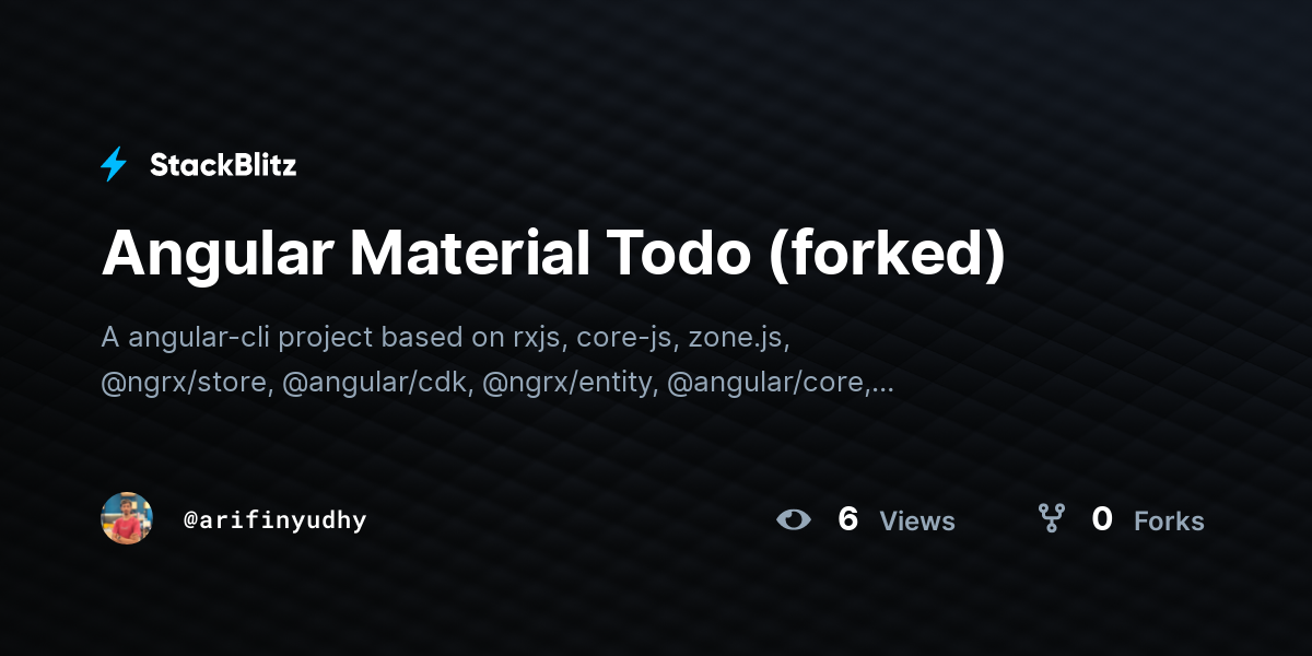 Angular Material Todo (forked) - StackBlitz