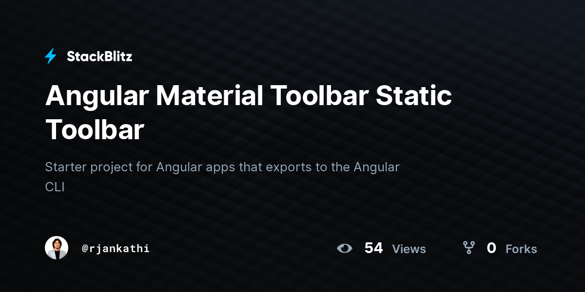 Angular Material Toolbar Static Toolbar - StackBlitz