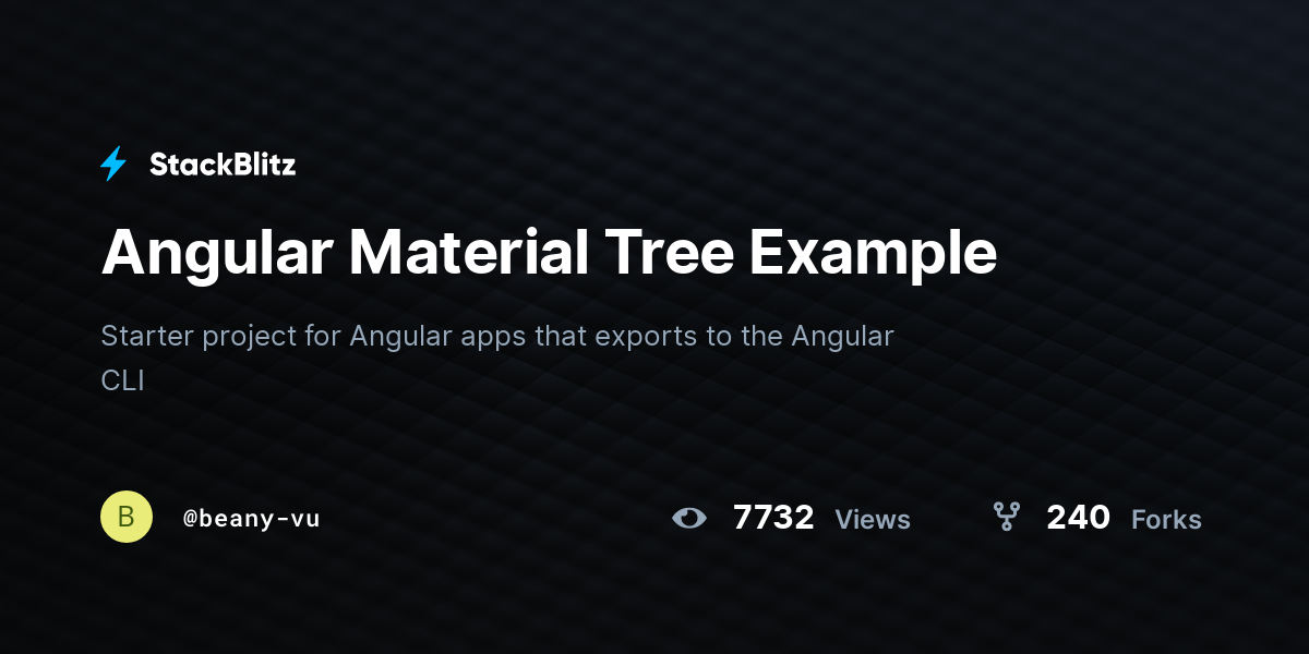 Angular Material Tree Example - StackBlitz Angular Material Tree Example - StackBlitz