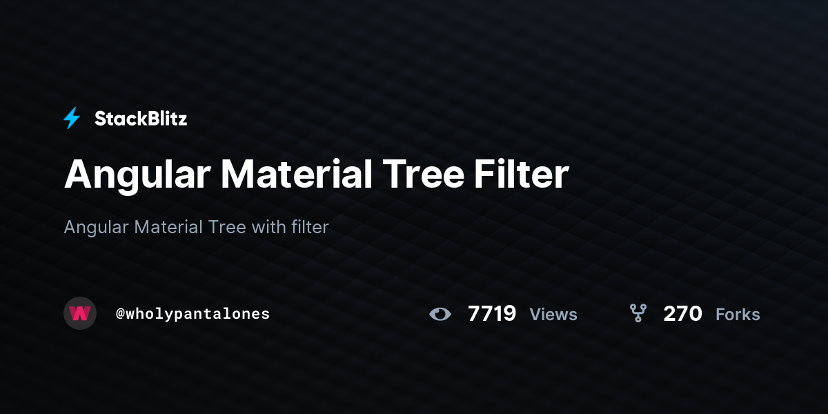 Angular Material Tree Filter - StackBlitz Angular Material Tree Filter - StackBlitz