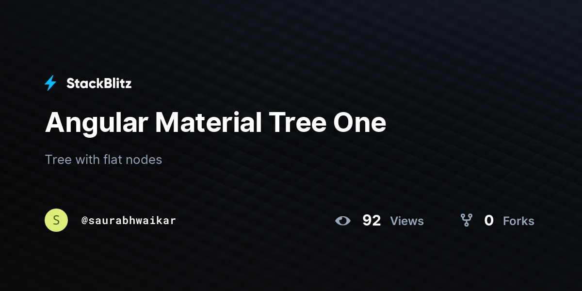 Angular Material Tree One - StackBlitz Angular Material Tree One - StackBlitz