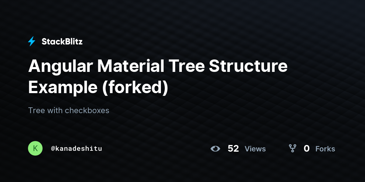 Angular Material Tree Structure Example (forked) - StackBlitz
