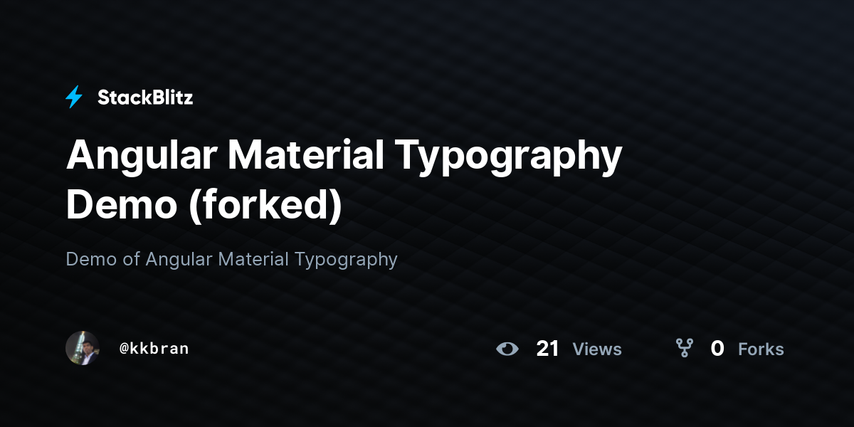 Angular Material Typography Demo (forked) - StackBlitz Angular Material Typography Demo (forked) - StackBlitz