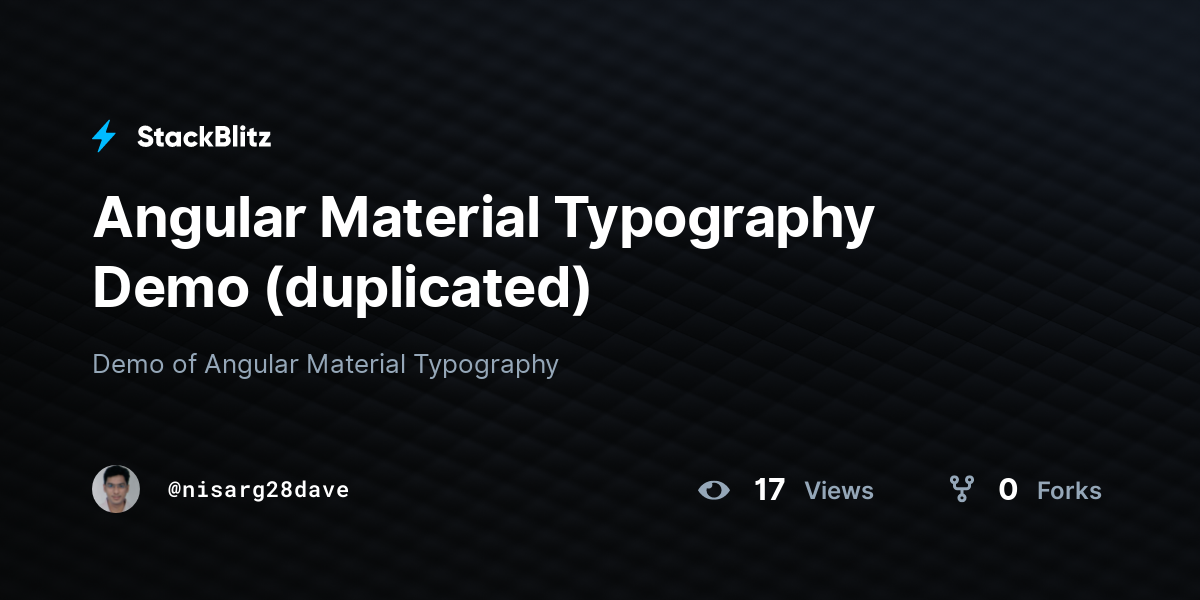 Angular Material Typography Demo (duplicated) - StackBlitz