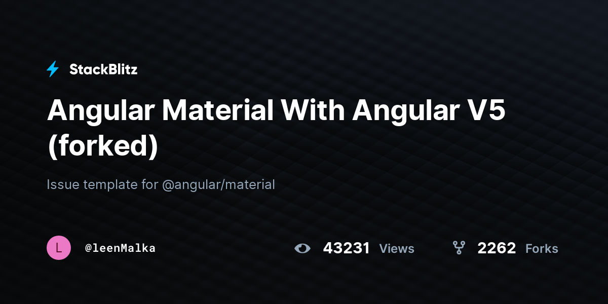 Angular Material With Angular V5 (forked) - StackBlitz