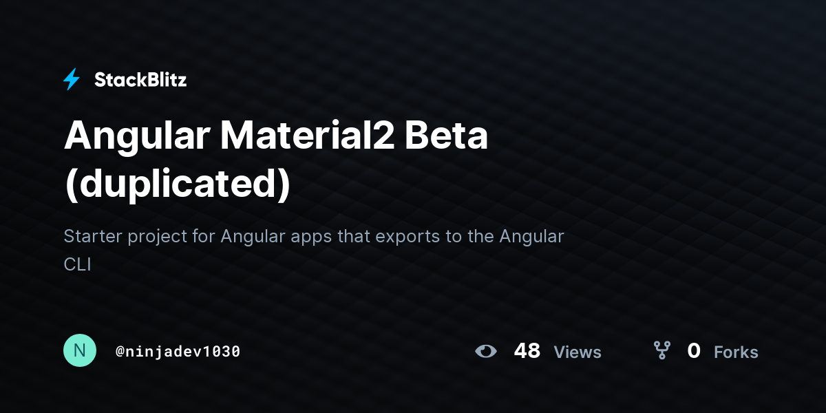 Angular Material2 Beta (duplicated) - StackBlitz