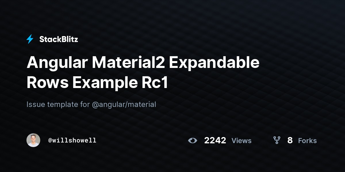 Angular Material2 Expandable Rows Example Rc1 - StackBlitz