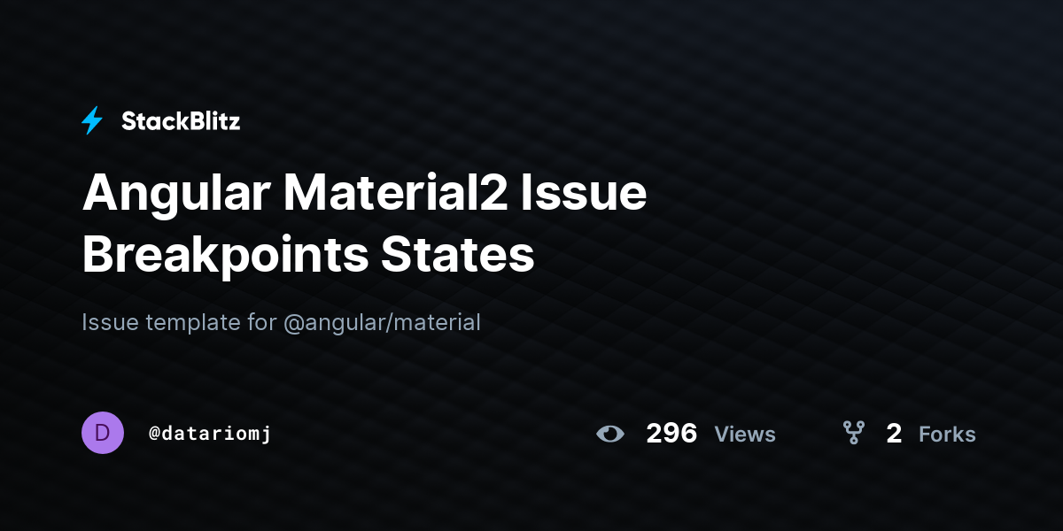 Angular Material2 Issue Breakpoints States Stackblitz