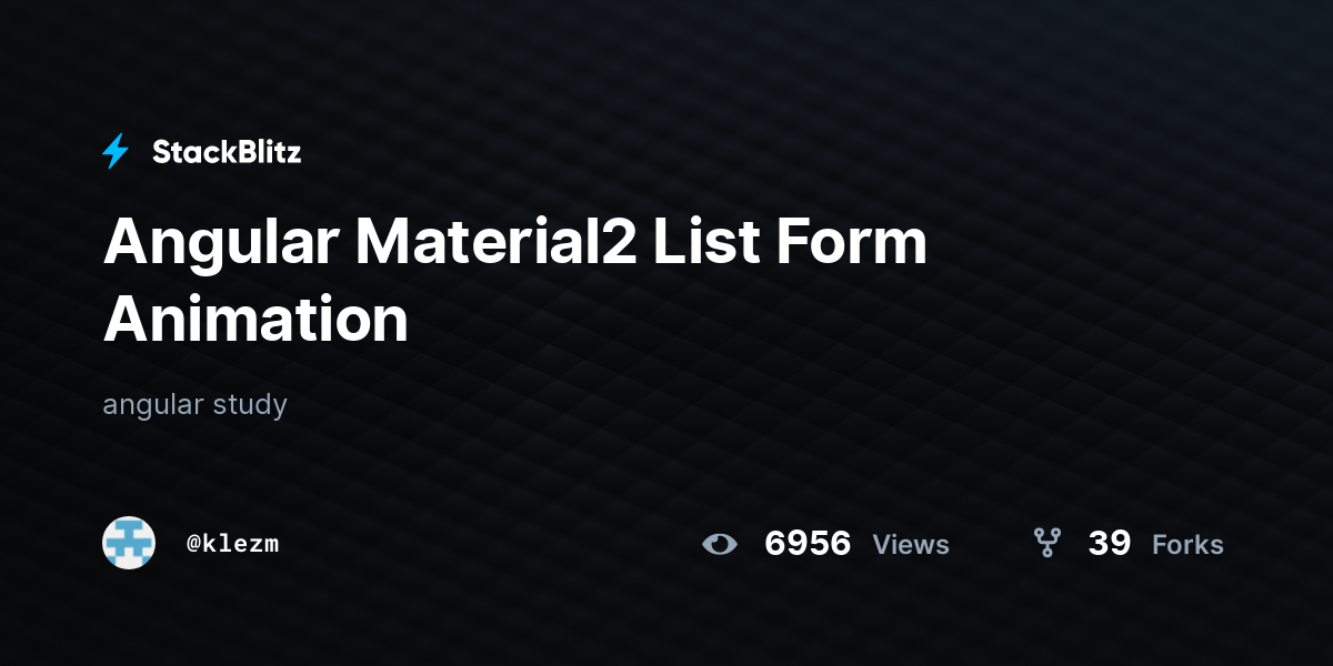 Angular Material2 List Form Animation - StackBlitz