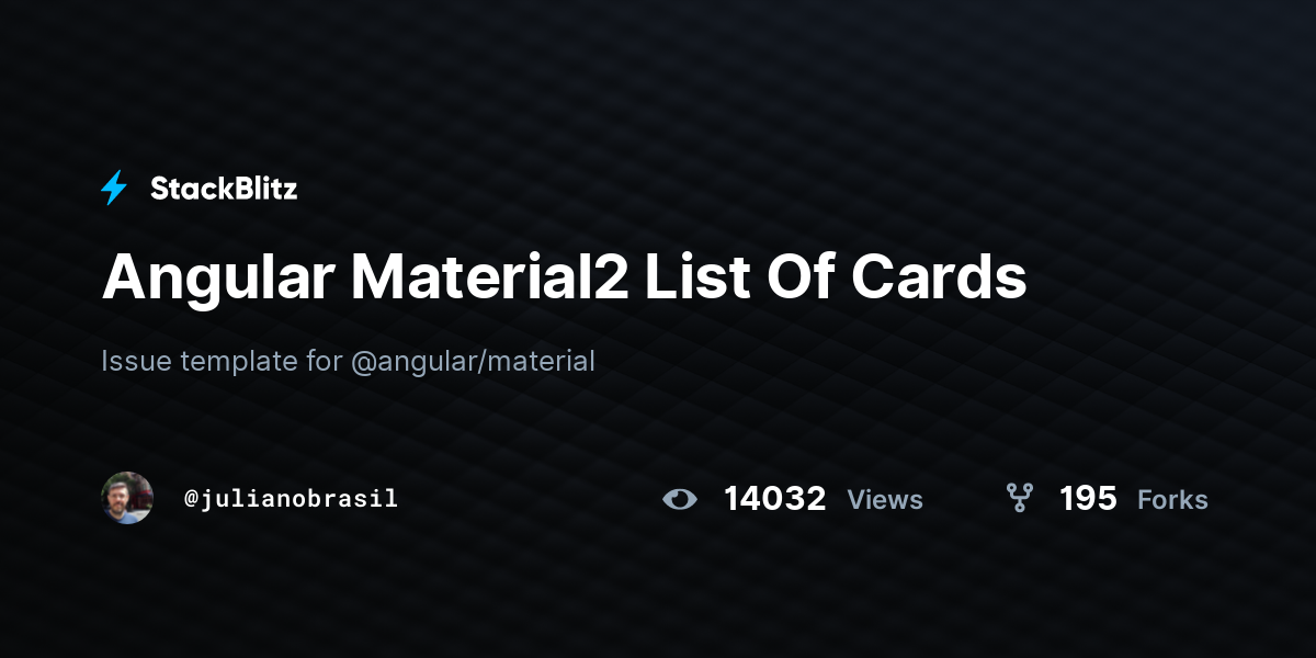 Angular Material2 List Of Cards - StackBlitz