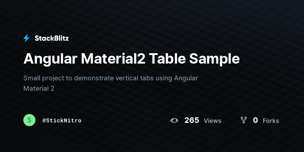 Angular Material2 Table Sample - StackBlitz Angular Material2 Table Sample - StackBlitz