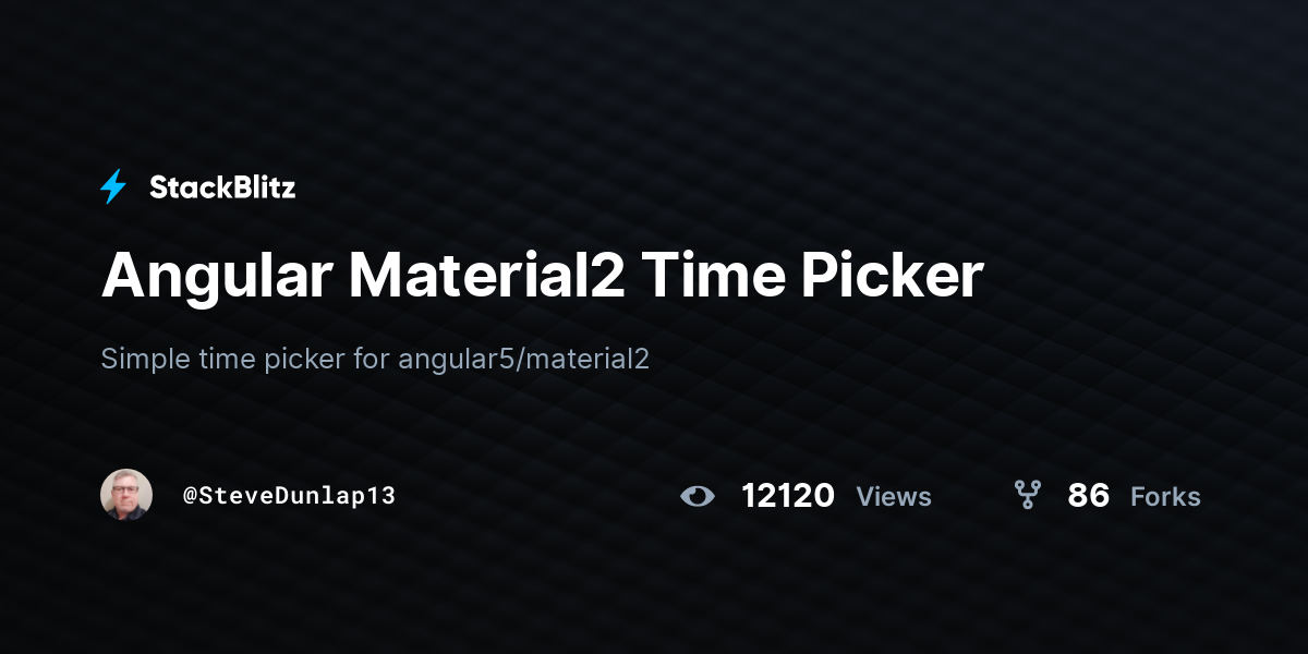Angular Material2 Time Picker - StackBlitz
