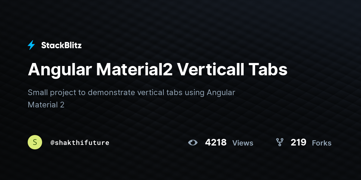 Angular Material2 Verticall Tabs - StackBlitz Angular Material2 Verticall Tabs - StackBlitz